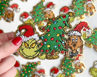 Grinch Christmas Patch Iron on Applique - Etsy