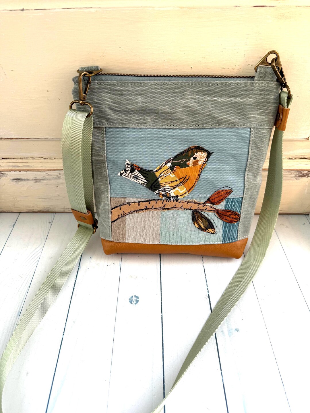 Machine Embroidered Bird Crossbody Bag - Etsy