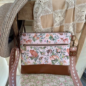 Woodland Animals Crossbody Bag, Double Zipper Bag,small Crossbody ...