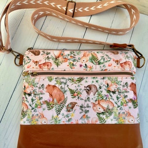 Woodland Animals Crossbody Bag, Double Zipper Bag,small Crossbody ...