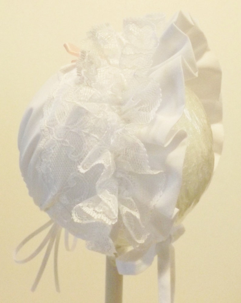 Heirloom Frilly White Lace Bonnet for Baby Girl's. | Etsy