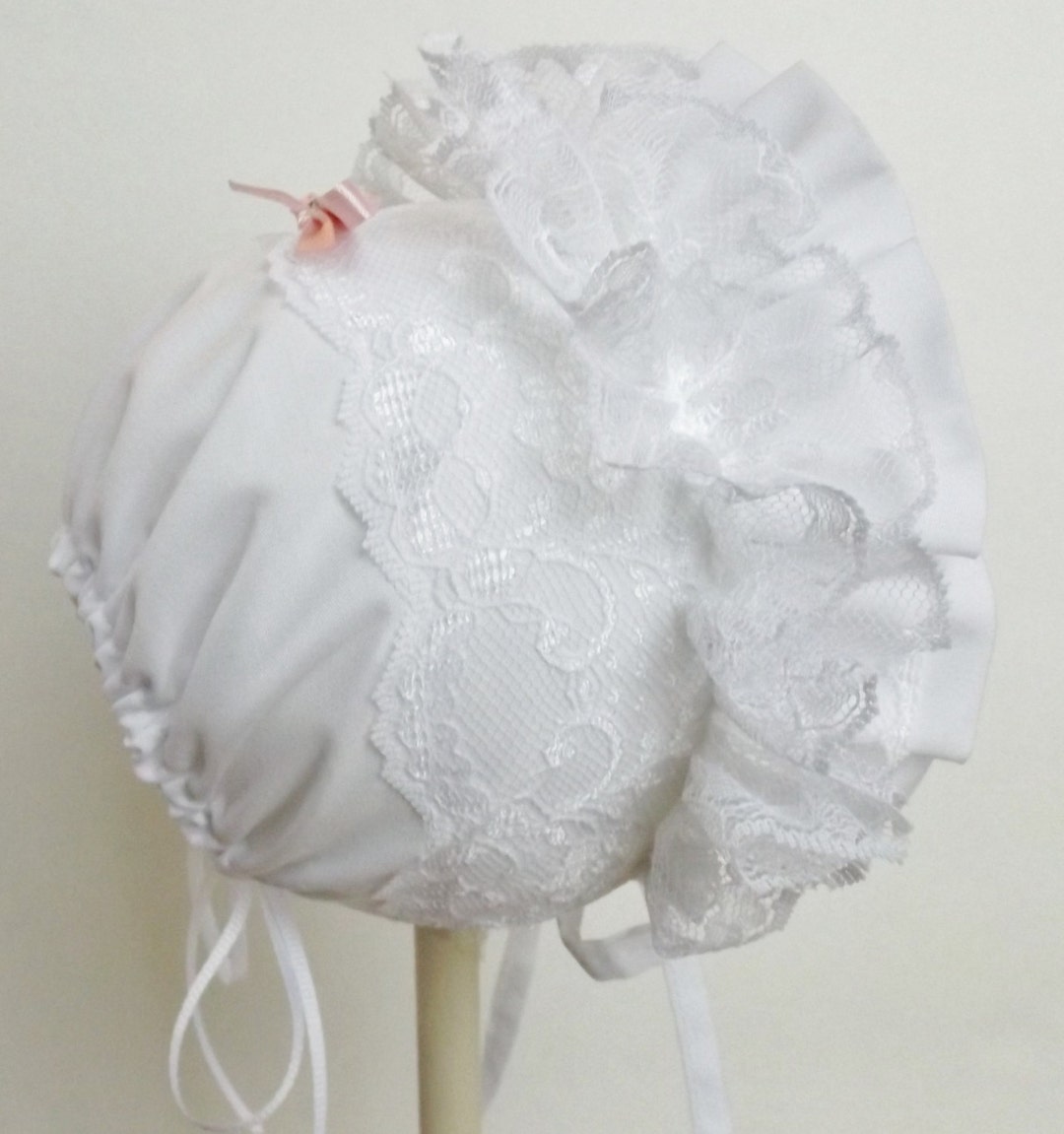 Heirloom Frilly White Lace Bonnet for Baby Girl's. - Etsy