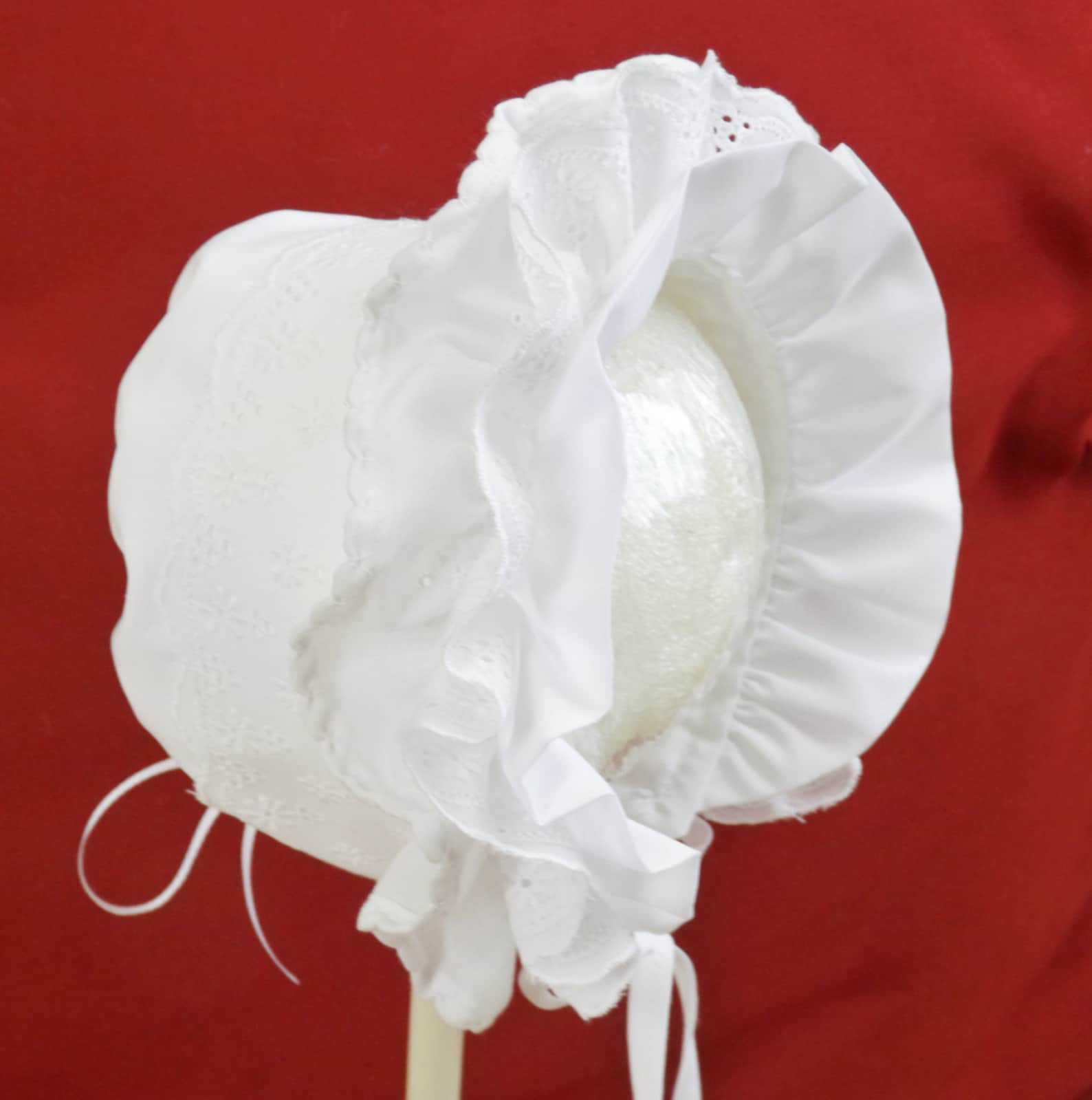 Heirloom Frilly Eyelet Lace Bonnet - Etsy