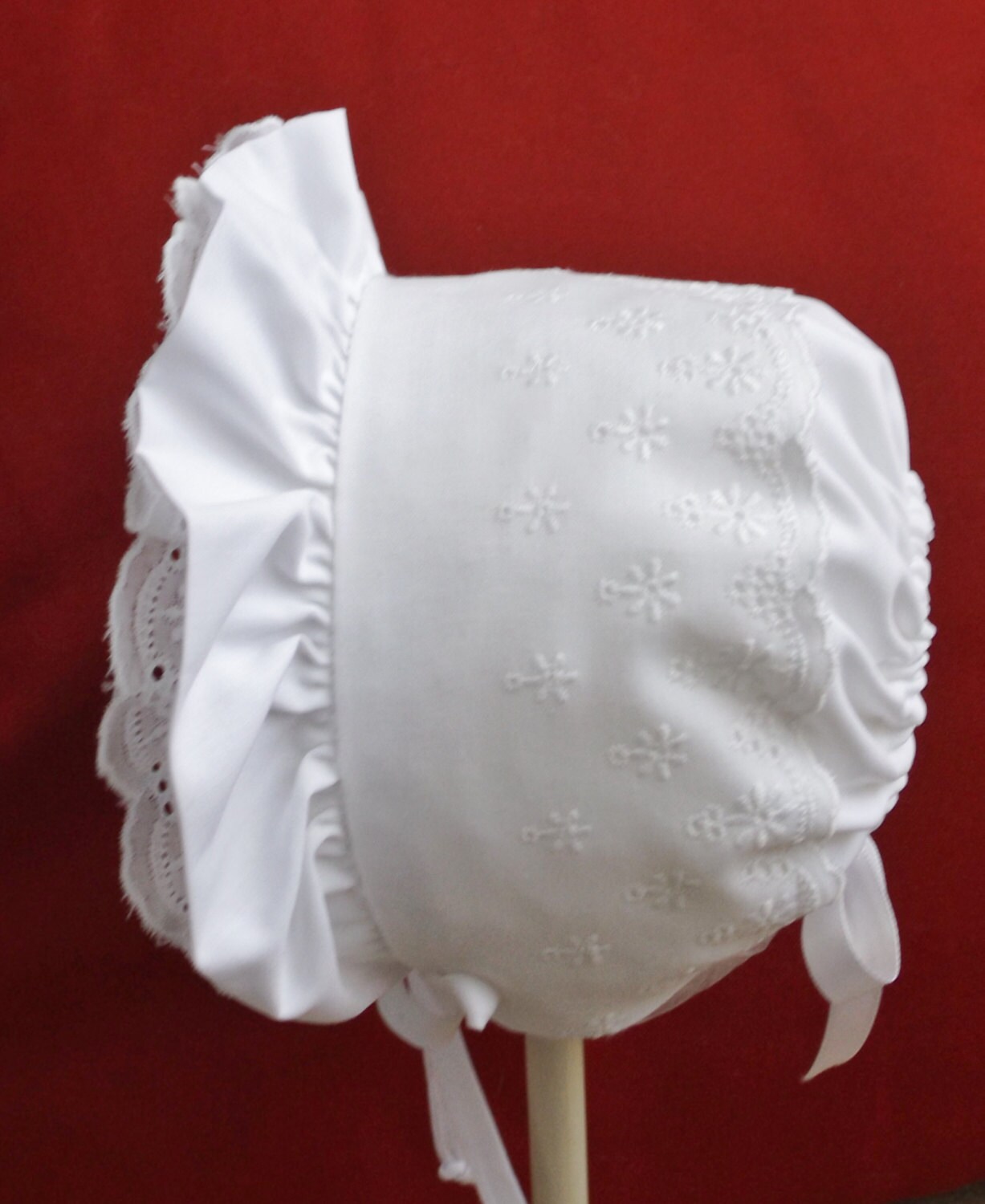 Heirloom Frilly Eyelet Lace Bonnet - Etsy