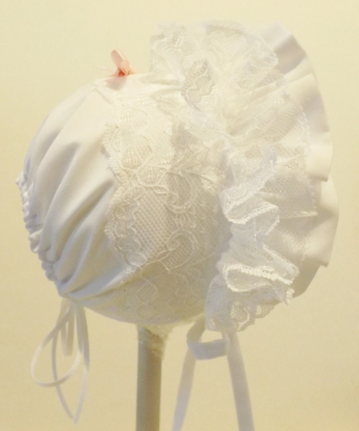 Heirloom Frilly White Lace Bonnet for Baby Girl's. - Etsy