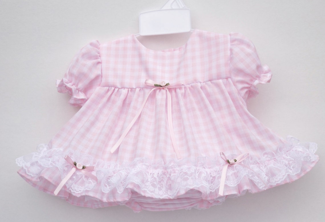 Frilly Baby Pink Gingham Dress, Ruffle Bum Panty, Frilly Socks, Fancy ...