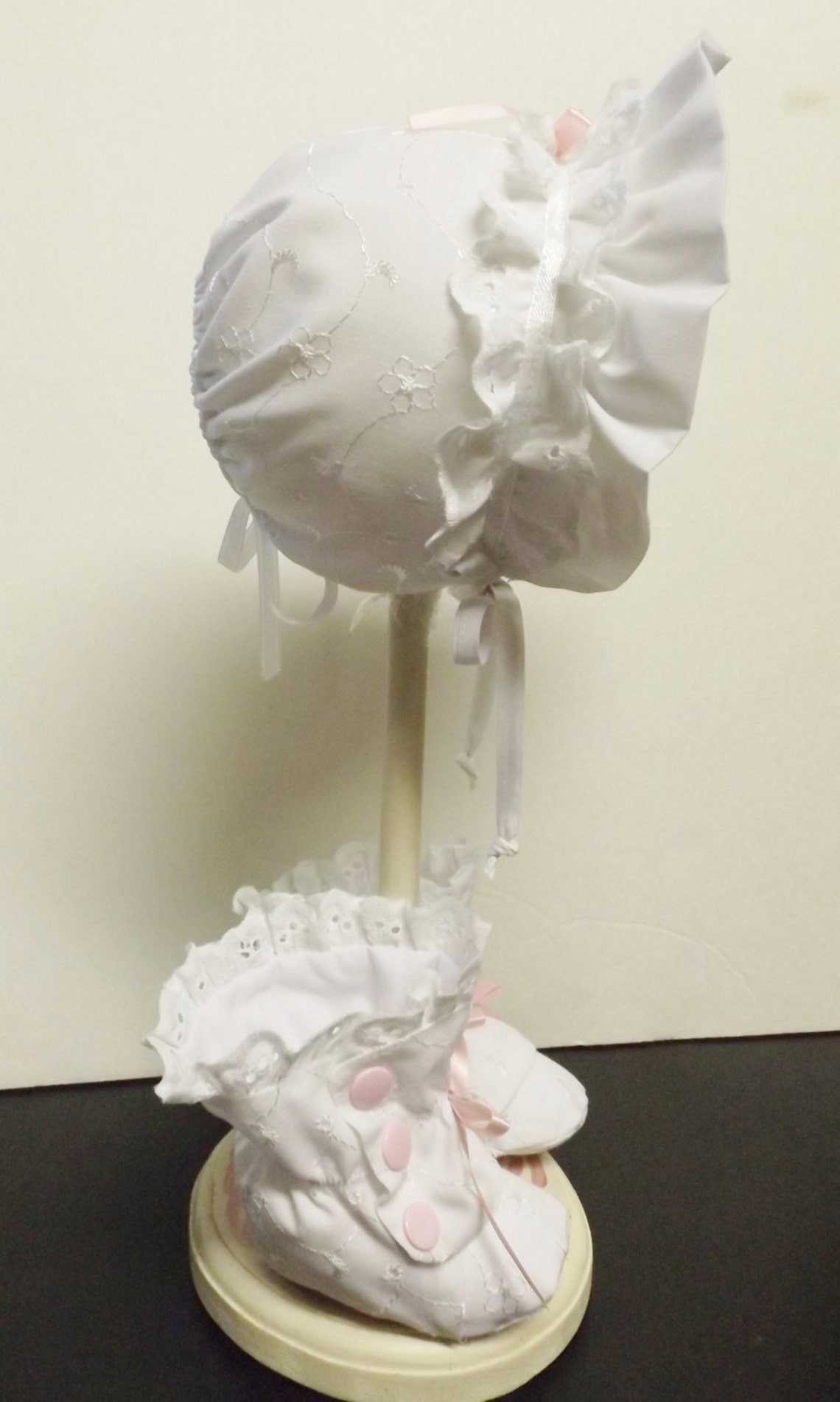 Beautiful Frilly Eyelet Lace Bonnet and Boots Set. Every Baby Girl Has ...