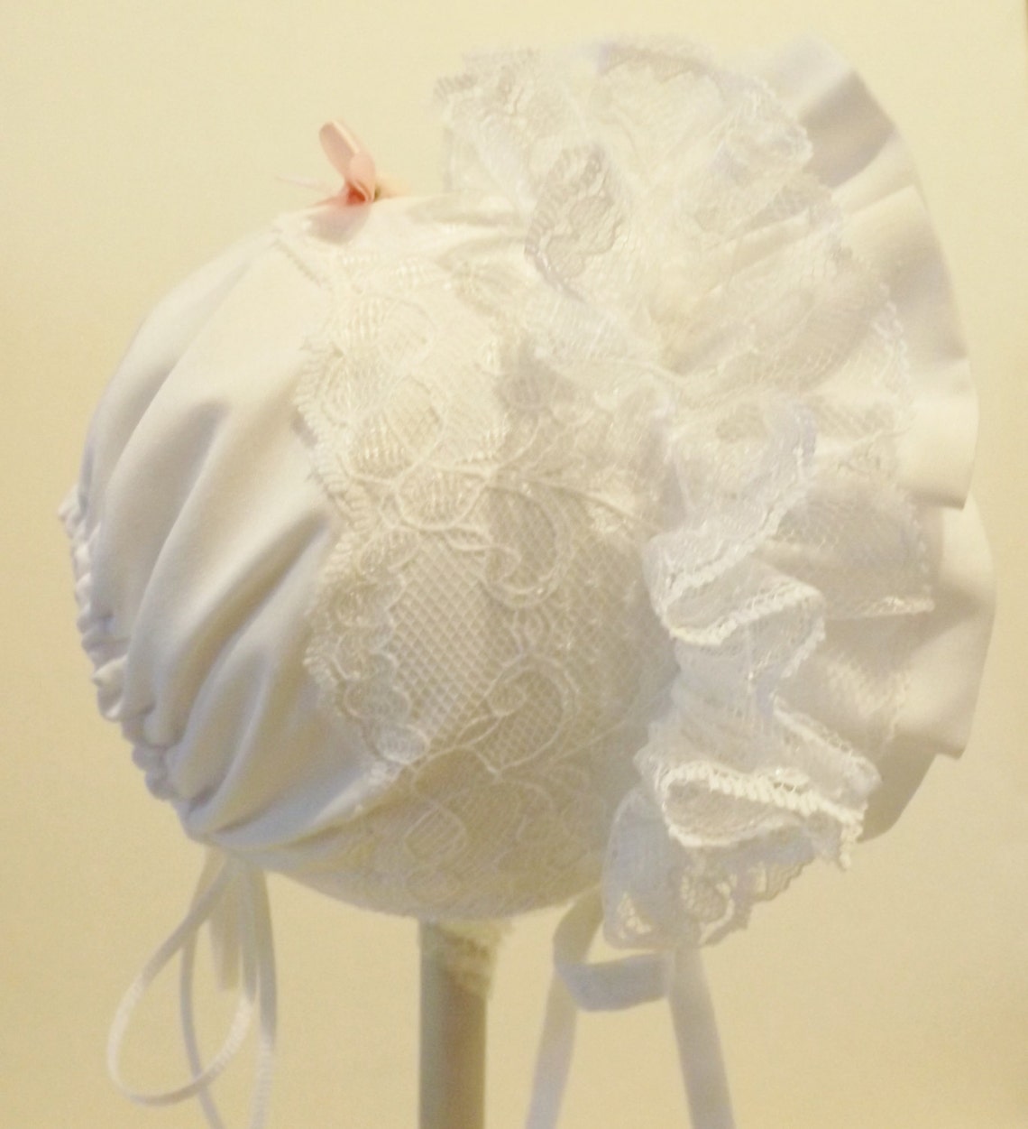 Heirloom Frilly White Lace Bonnet for Baby Girl's. | Etsy