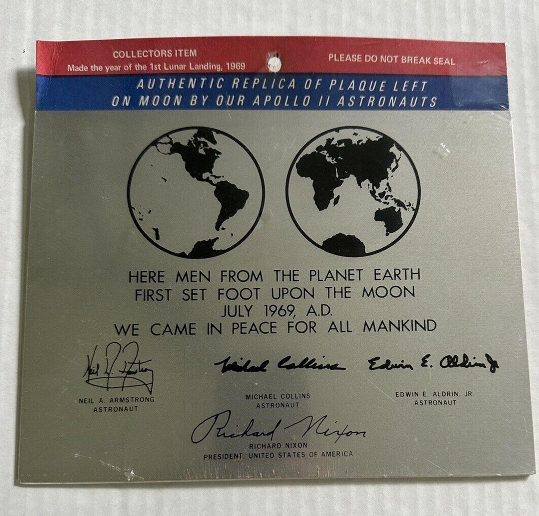 NASA Apollo 11 Replica Metal Plaque Left on the Moon 1969 Astronauts ...