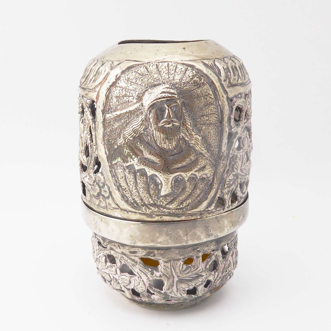 A Rare Vintage Indian Silver Parsi Devo for Holding Either a Candle or ...