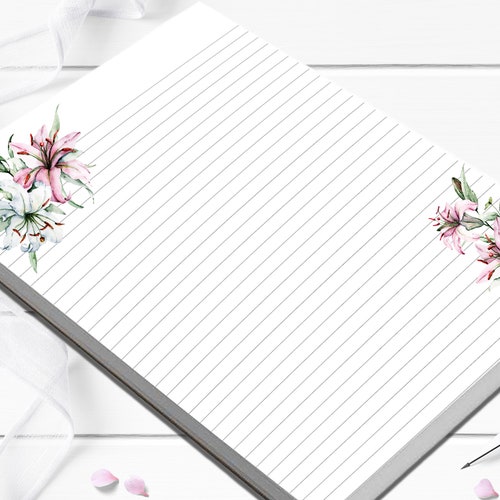 Beautiful Watercolor Lilies Flowers Unlined or Lined 8.5 X 11 - Etsy