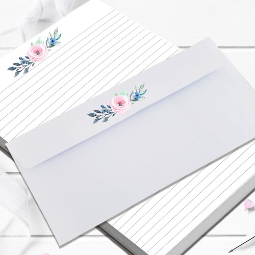 Pretty Simple Floral Stationery Set Unlined or Lined 8.5 X 11 | Etsy