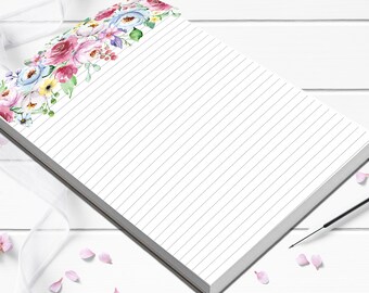 Lined Stationary Paper Cute Floral Spring Writing Paper for Girls ...