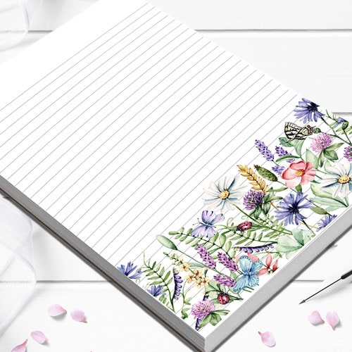 Personalized Notepad With Wildflower and Butterflies Cute - Etsy