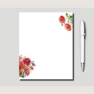 Gift for Sister Pretty Floral Notepad With Zinnia Flowers That Can Be ...