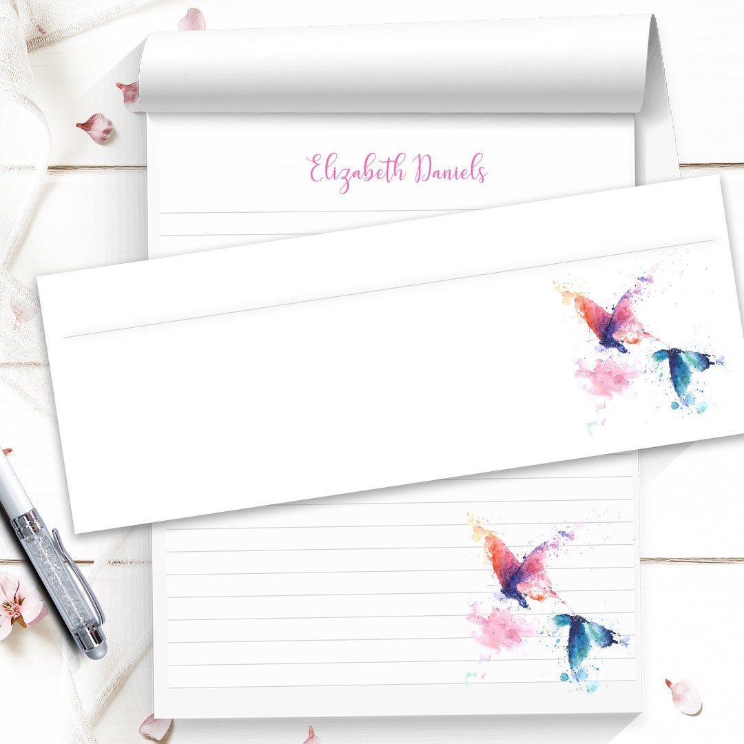 Notepad Personalized Pretty Butterfly Writing Paper Set Makes a Nice ...