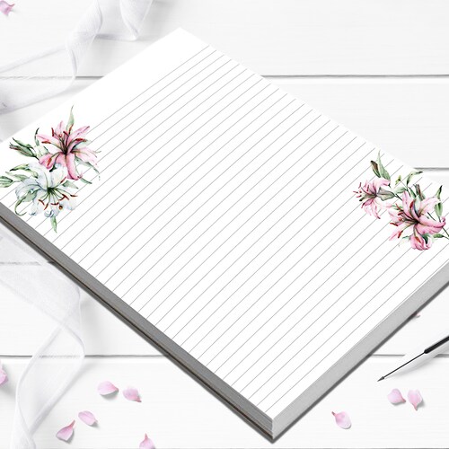 Beautiful Watercolor Lilies Flowers Lined 8.5 X 11 Notepad - Etsy