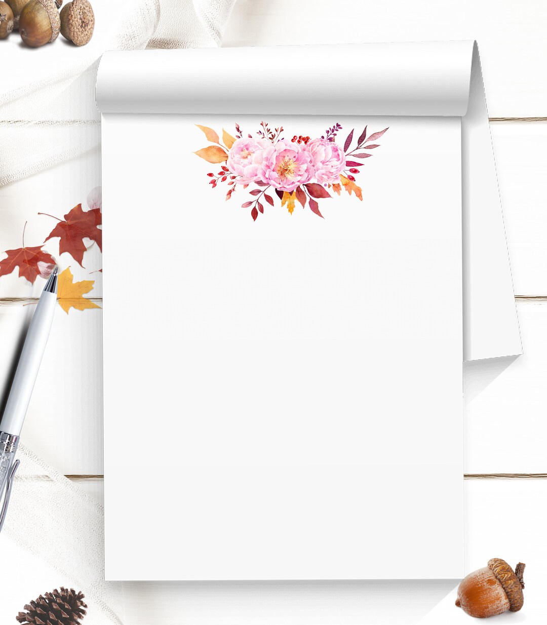 Pretty Notepad Fall Simple Writing Paper Gift for Mom 60 Tear-off ...