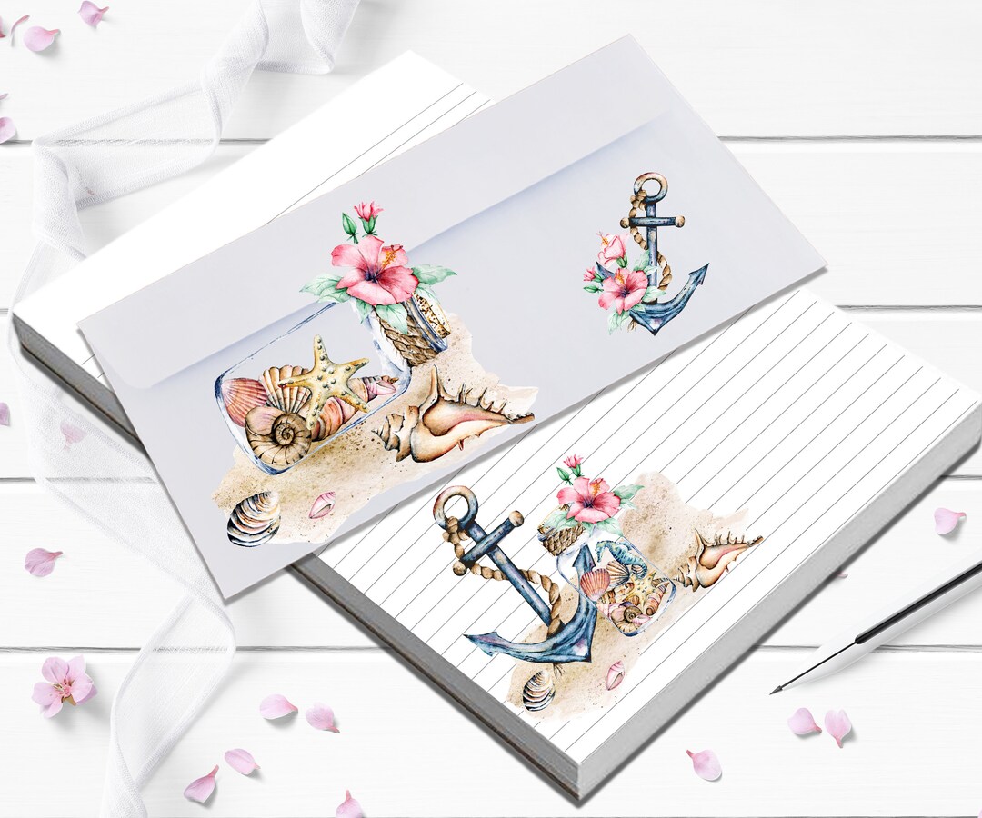 Beach Stationery Set Personal Notepad and Letter Size Matching ...