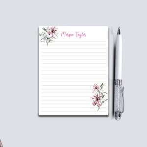 Beautiful Watercolor Lilies Flowers Lined Notepad With 40 or 80 Sheets ...