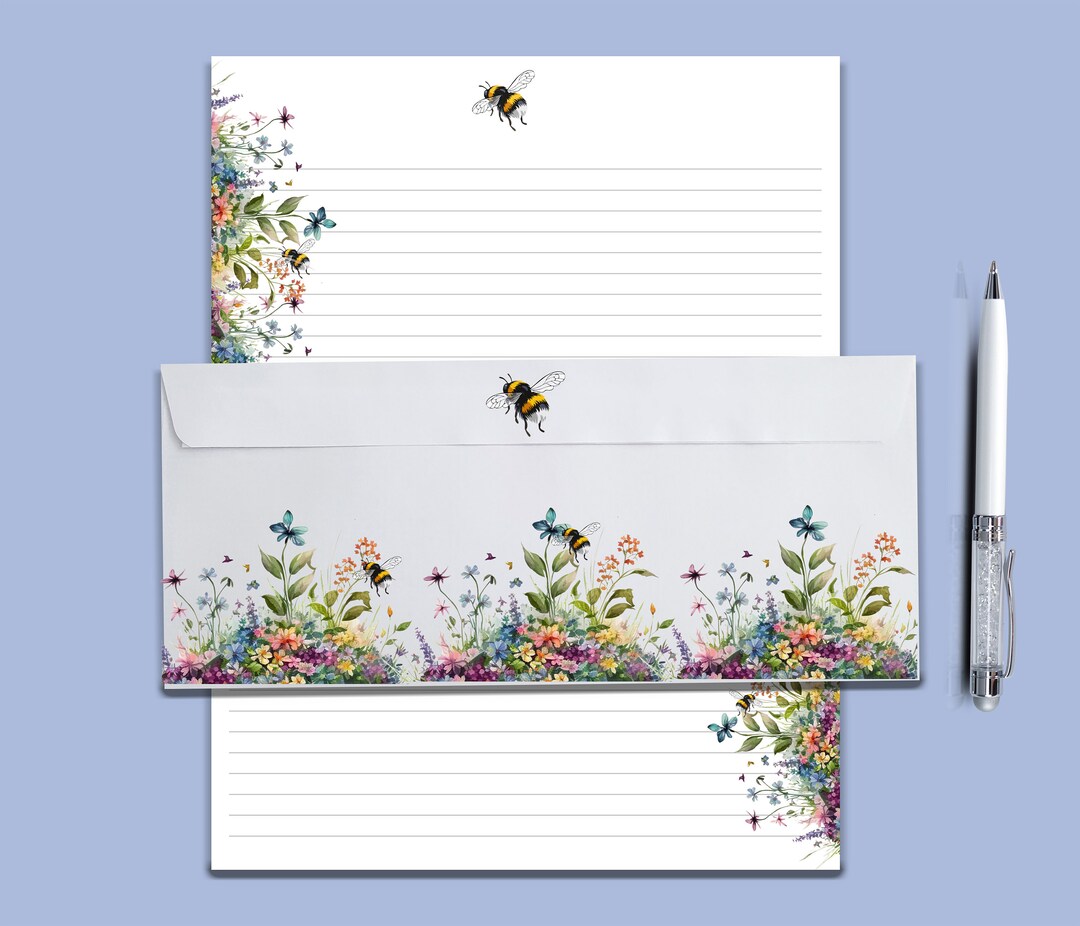 Notepad Personalized Cute Spring Wildflowers and Bee Large 50 Sheet ...