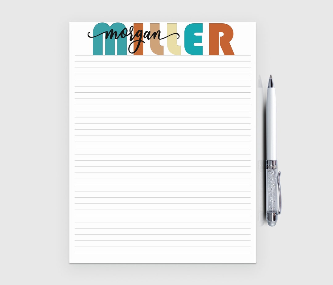 Personalized Notepad Has Two Cute Fonts Custom Writing Paper a ...