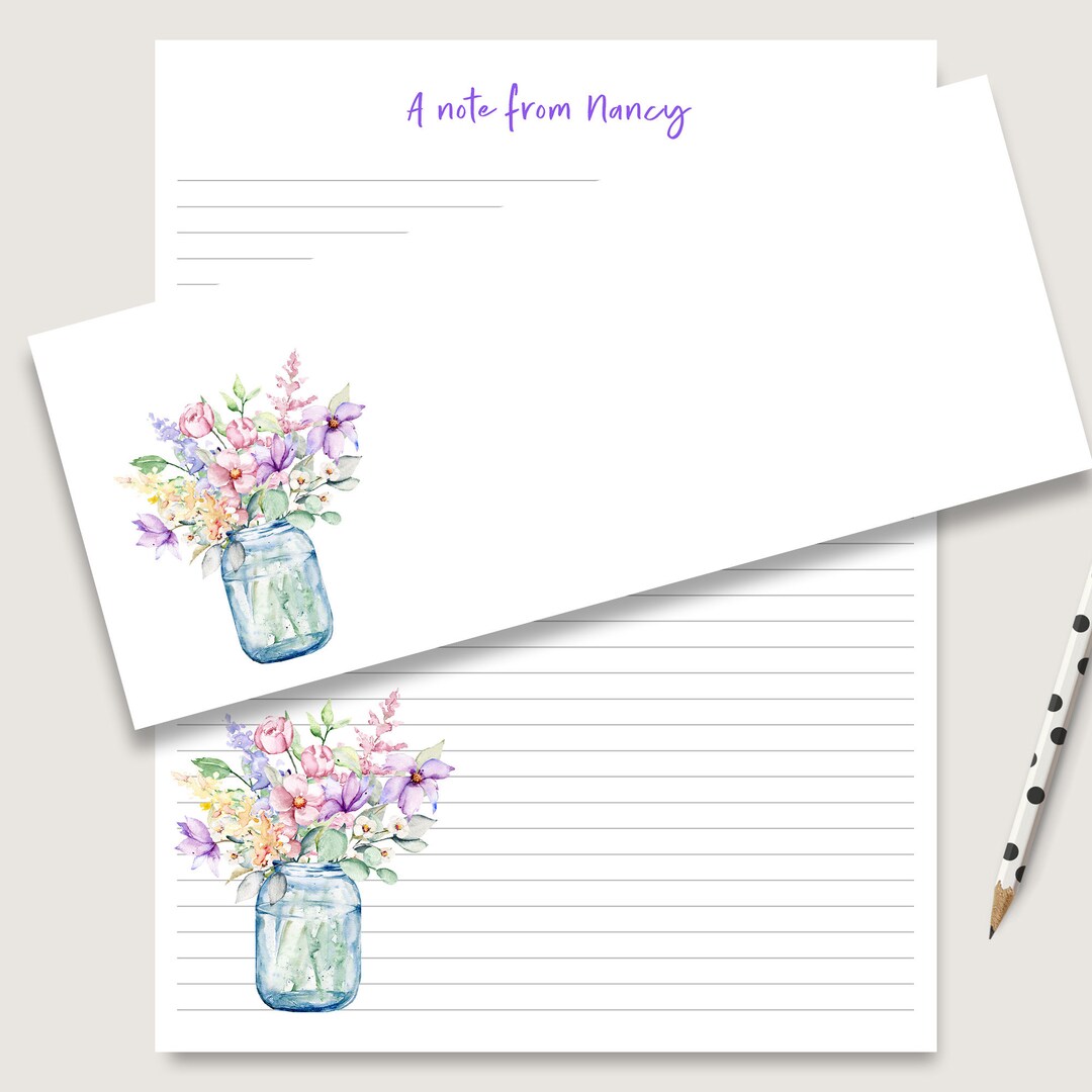 Custom Notepad and Envelope Set Personal Gift for Pen Pal or Best ...