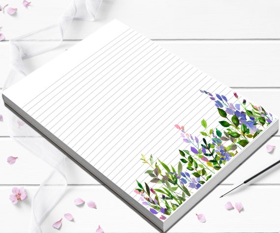 Customized Notepad Lined or Unlined Floral Bottom Large or - Etsy