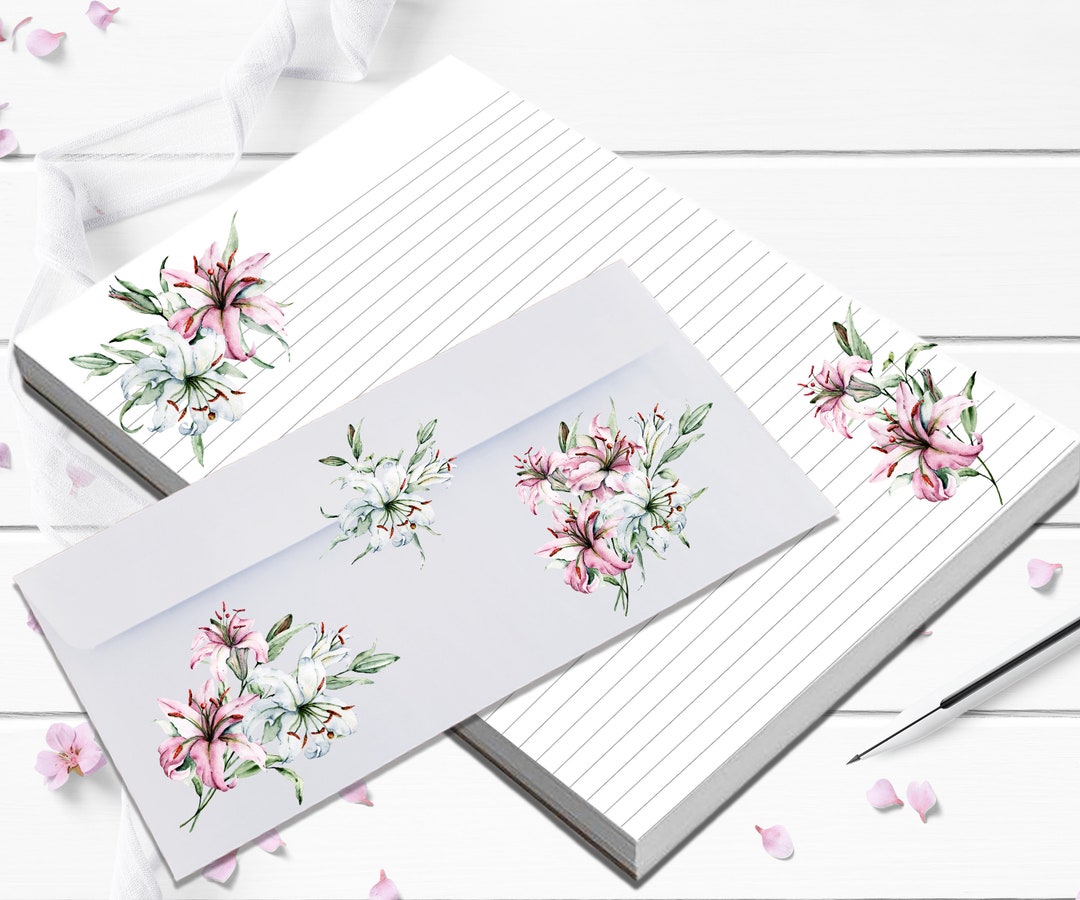 Beautiful Watercolor Lilies Flowers Unlined or Lined 40 Sheets - Etsy