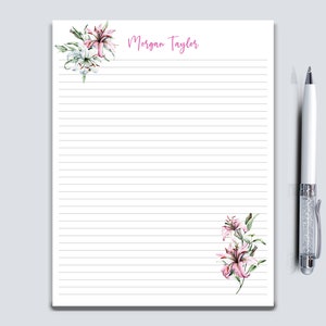 Beautiful Watercolor Lilies Flowers Lined Notepad With 40 or 80 Sheets ...