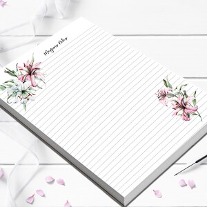 Beautiful Watercolor Lilies Flowers Unlined or Lined 8.5 X 11 - Etsy