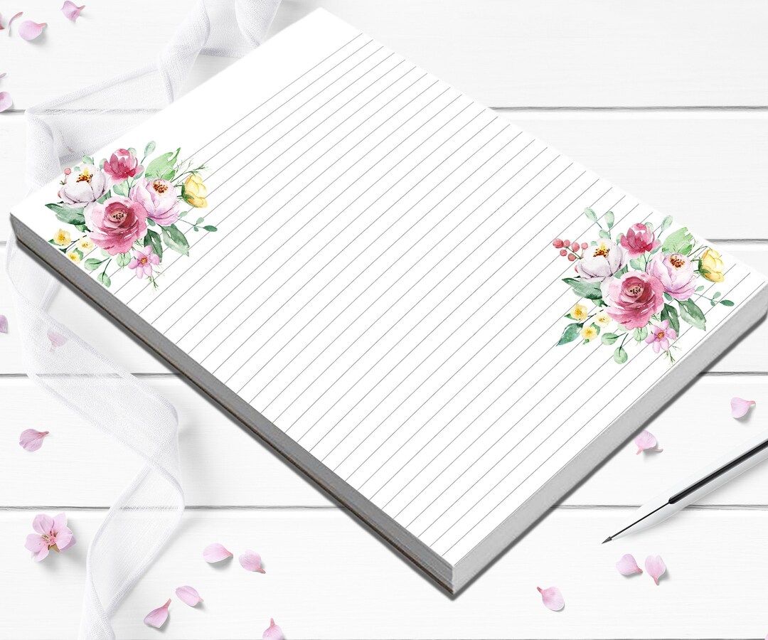 Customized Stationery, Floral Letter Writing Paper, Birthday Gift for ...