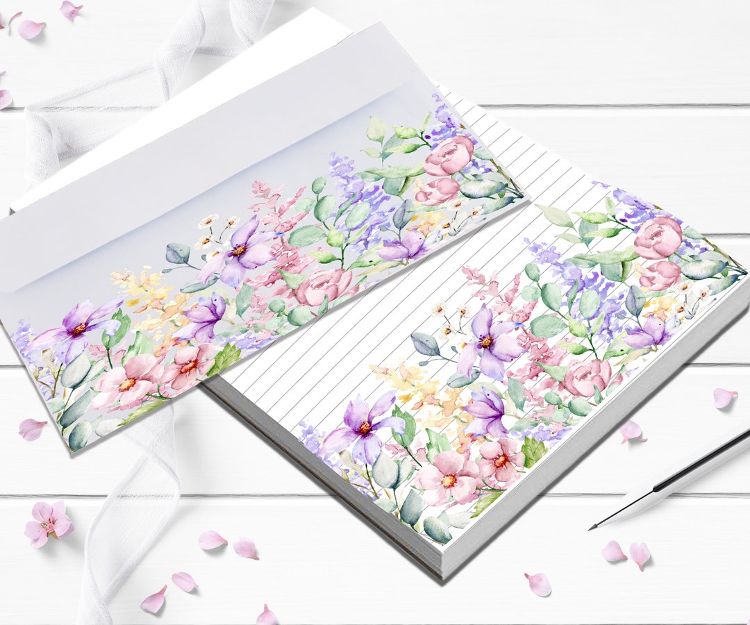 Pretty Floral Notepad Set Comes With 60 Tear-off Sheets and Your Choice ...