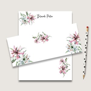 Beautiful Watercolor Lilies Flowers Unlined or Lined 50 Sheets 8 X 10 ...