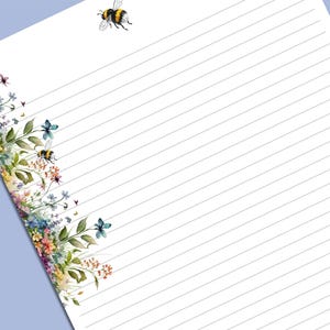 Notepad Personalized Cute Spring Wildflowers and Bee Large 50 Sheet ...