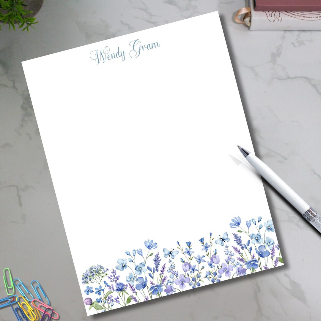 Personalized Spring Notepad Custom Writing Paper for a Pretty Deskpad ...