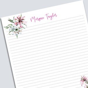 Beautiful Watercolor Lilies Flowers Lined Notepad With 40 or 80 Sheets ...
