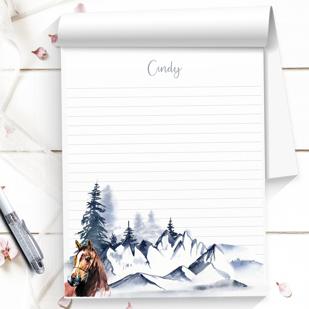Western Personalized Notepad With Horse and Mountains Custom Large ...