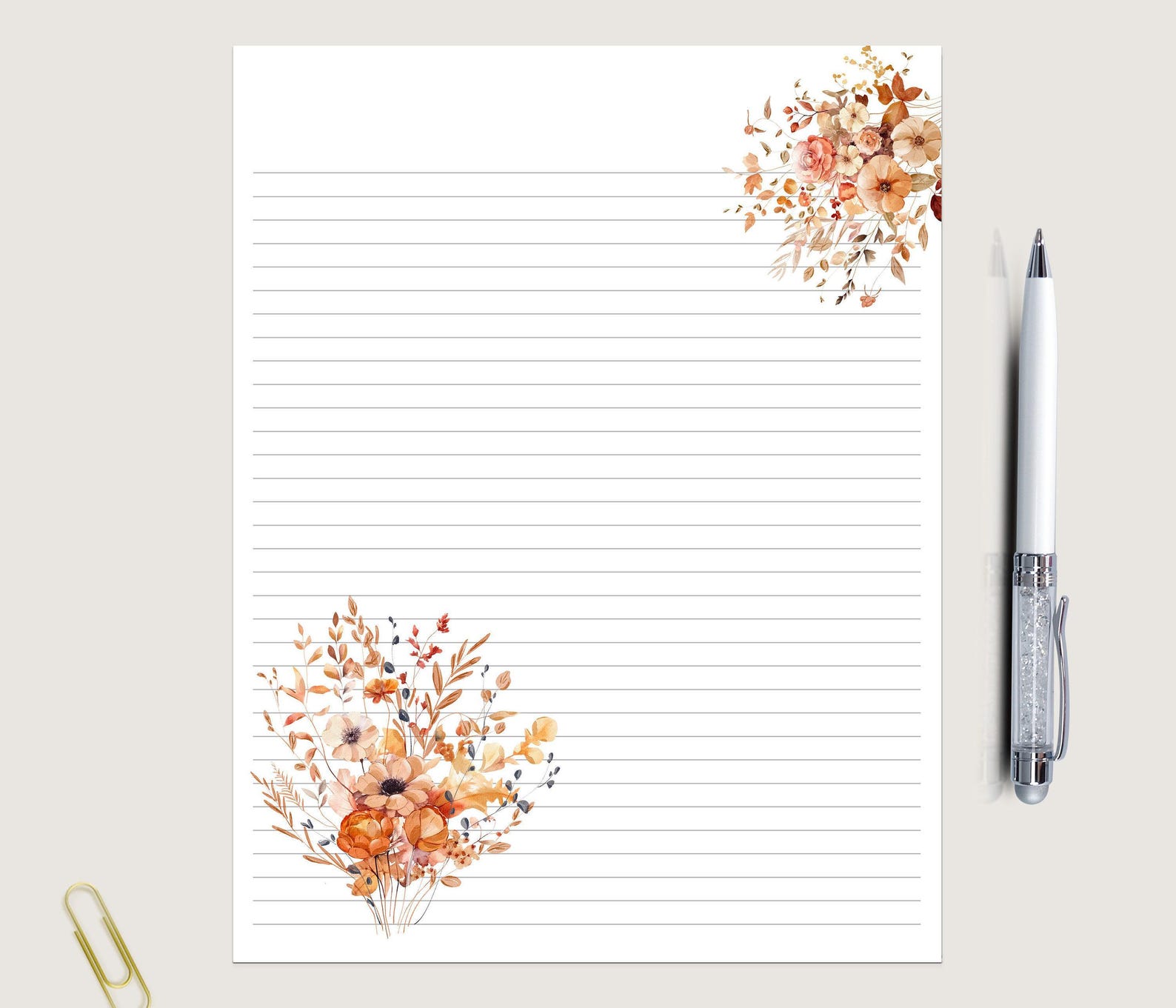 Custom Stationery Set Fall Personalized Notepad and Envelopes Large ...
