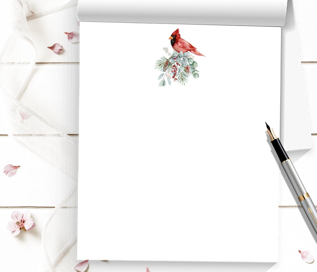Holiday Notepad Pretty Cardinal Winter Themed Stationery Paper Give as ...