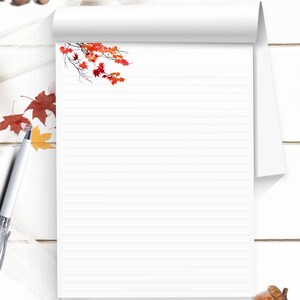 Fall Notepad Simple Fall Letter Writing Paper Gift for Mom Thank You ...