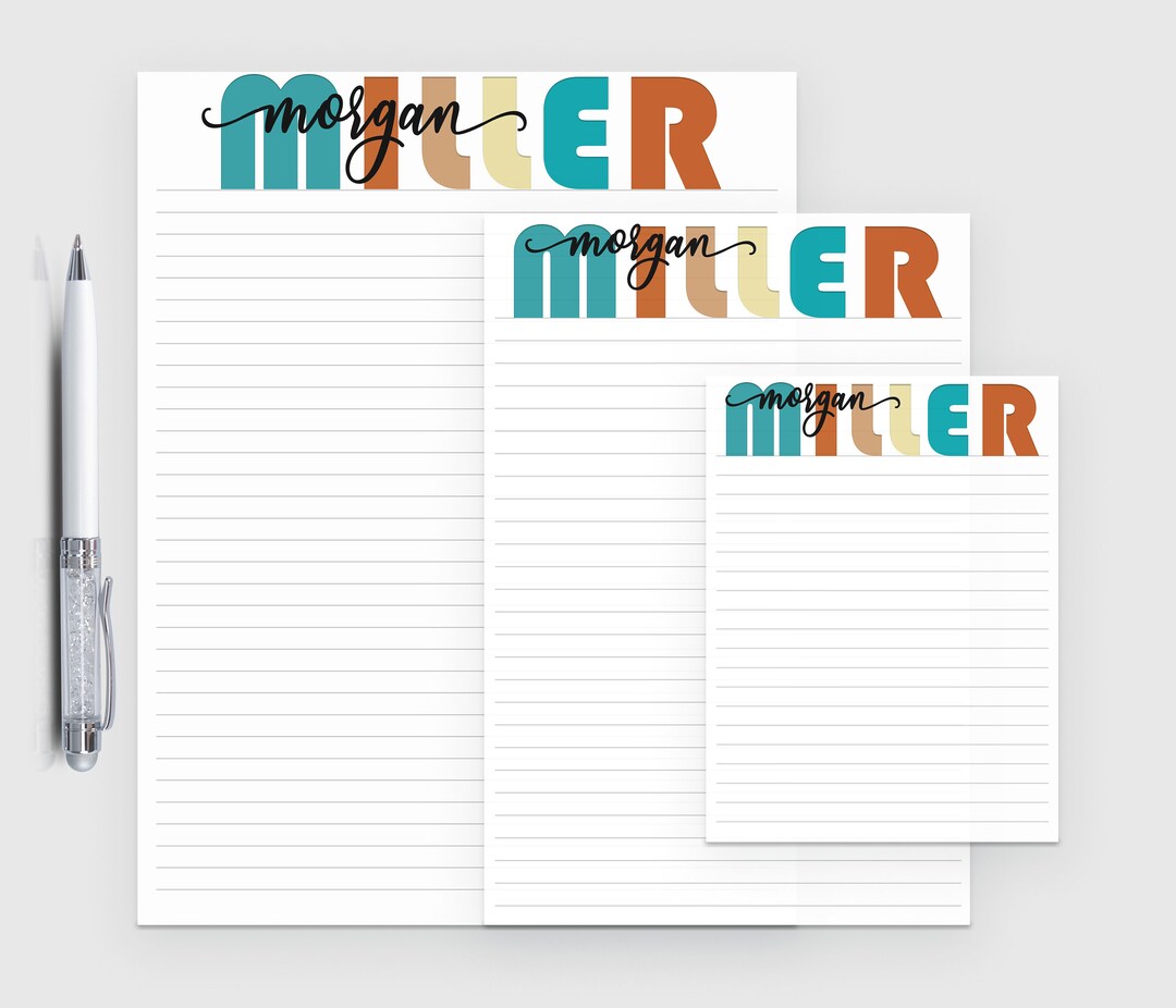 Personalized Notepad Has Two Cute Fonts Custom Writing Paper a - Etsy