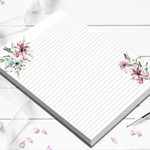 Beautiful Watercolor Lilies Flowers Unlined or Lined 8.5 X 11 - Etsy