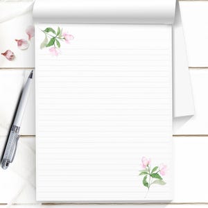 Pretty Custom Notepad With Simple Little Pink Flowers, the Perfect Memo ...