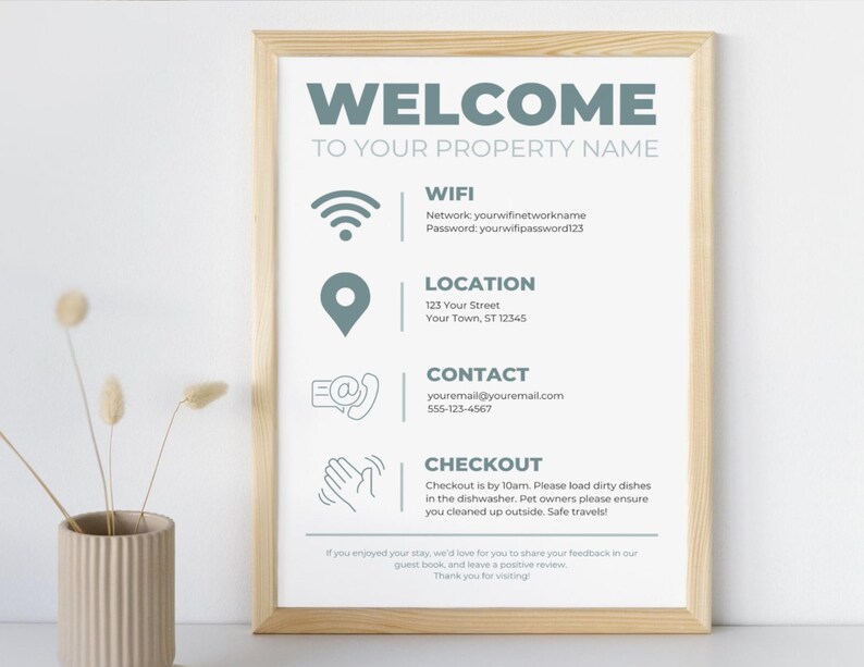 Editable Airbnb Welcome Sign, Vacation Rental Printable (instant ...