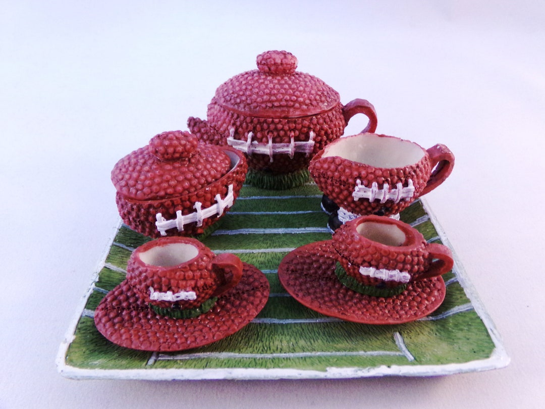 Vintage Mini Tea Set Football Tea Set Polyrein Tea Set Sports Fan Gift ...