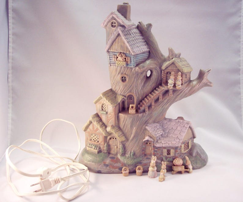 Vintage Hand Painted Ceramic Easter Light up Tree With Easter - Etsy