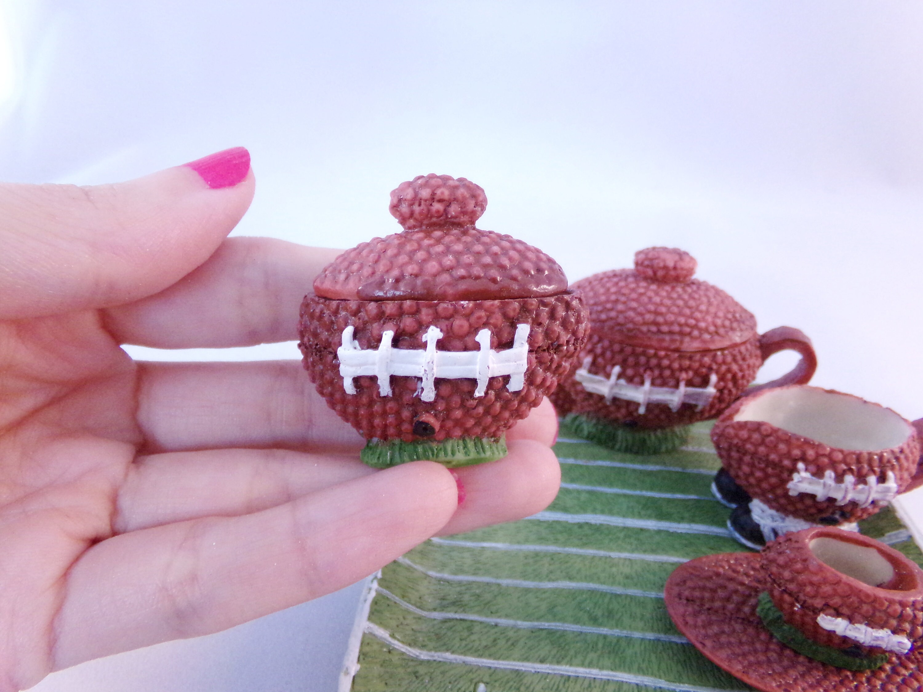 Vintage Mini Tea Set Football Tea Set Polyrein Tea Set Sports Fan Gift ...