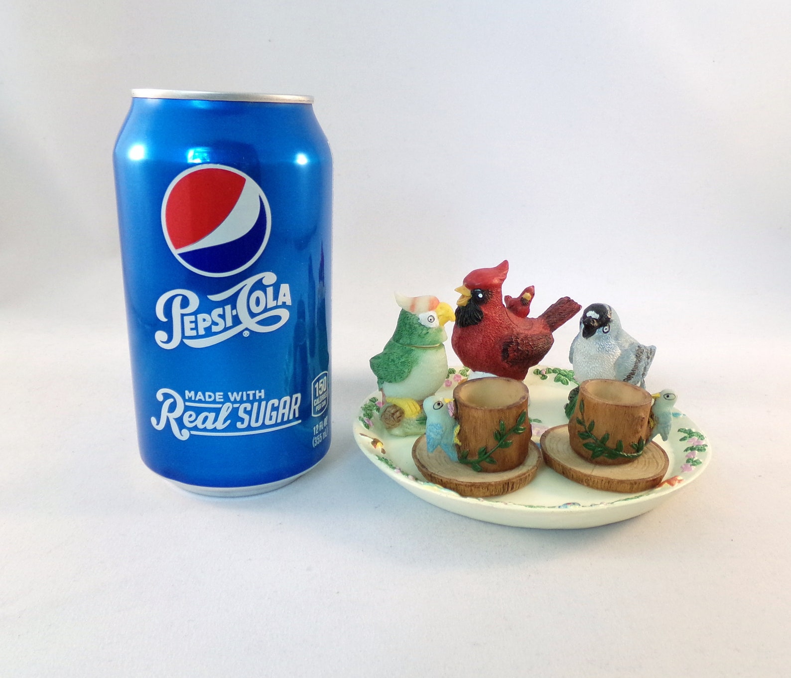 Vintage Mini Bird Tea Set Polyrein Animal Tea Set Red Bird Parrot Blue ...