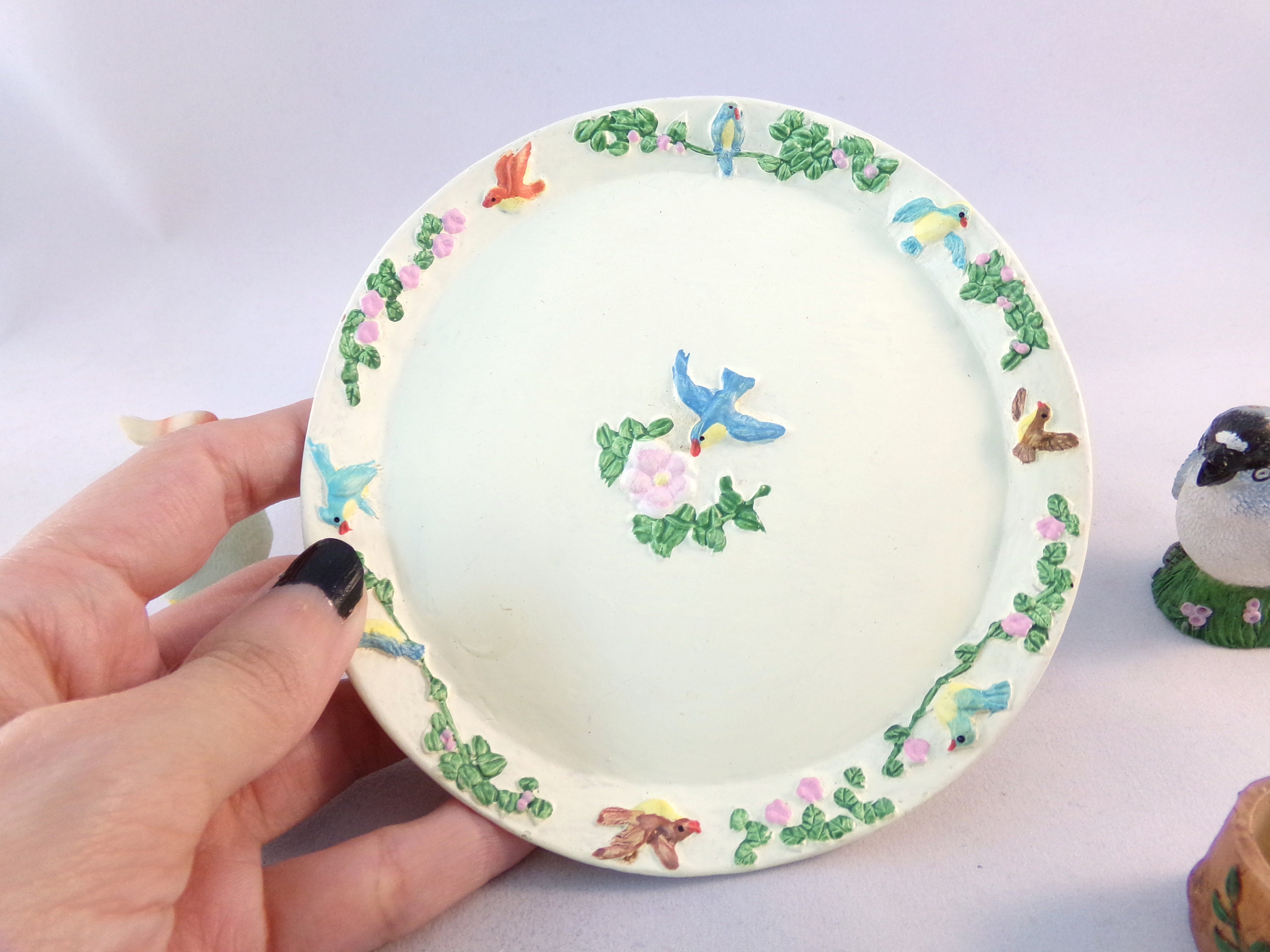 Vintage Mini Bird Tea Set Polyrein Animal Tea Set Red Bird Parrot Blue ...